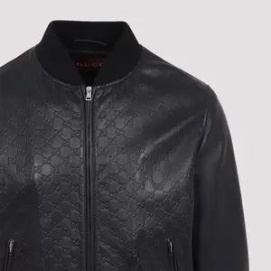 Gucci Monogrammed Leather Zip-up Bomber Jacket
