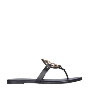 Tory Burch Miller Logo Plaque Thong Sandals - Black