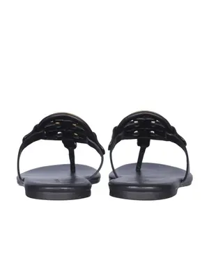 Tory Burch Miller Logo Plaque Thong Sandals - Black