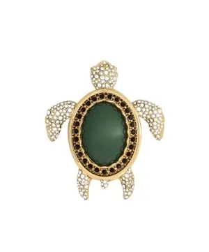 Dolce & Gabbana Embellished Turtle Brooch - Yellow