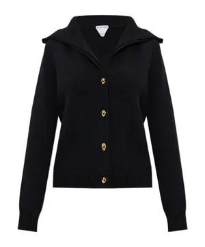 Bottega Veneta Knotted Button Detailed Knitted Cardigan - Black
