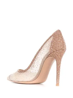 GIANVITO ROSSI Embellished Pointed Toe Pumps - Nude