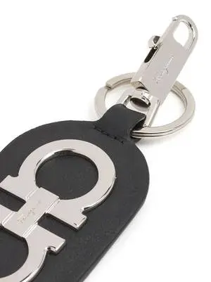 FERRAGAMO Logo-plaque Leather Keyring