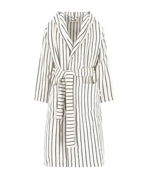TEKLA Terrycloth Hooded Bathrobe - Racing Green Stripe