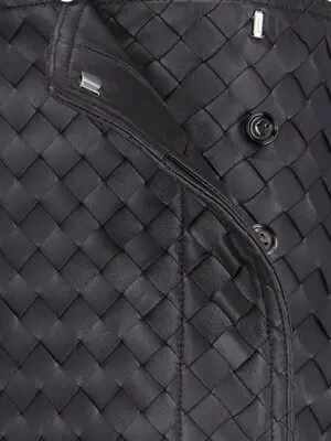 Bottega Veneta Intrecciato Leather Midi Skirt - Dark Chocolate