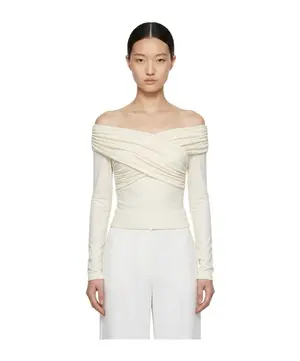 Marissa Chiara Draped Off-the-shoulder Long-sleeve Top