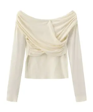 Marissa Chiara Draped Off-the-shoulder Long-sleeve Top