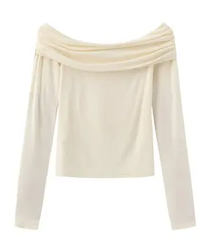 Marissa Chiara Draped Off-the-shoulder Long-sleeve Top