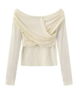 Marissa Chiara Draped Off-the-shoulder Long-sleeve Top