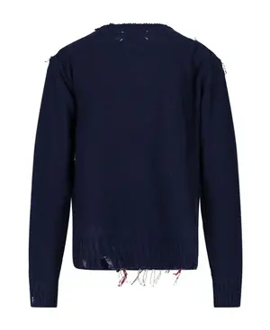 MAISON MARGIELA Contrasting Stitch Knitted Jumper - Black