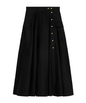 Celine Pleated Skirt In Cotton Twill