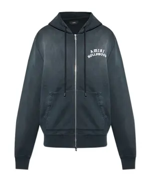 Amiri Hollywood Logo Zip-up Hoodie - Black