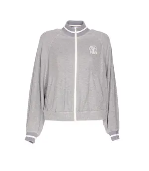Brunello Cucinelli Logo Embroidered Full Zip Sweatshirt