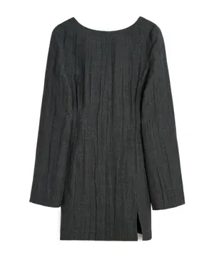 Our Legacy Long-sleeved Mini Dress With Pleated Detailing And Open Back