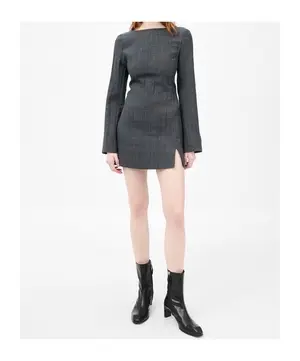 Our Legacy Long-sleeved Mini Dress With Pleated Detailing And Open Back