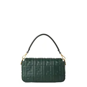 Fendi Baguette Ff Embossed Shoulder Bag - Green