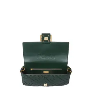 Fendi Baguette Ff Embossed Shoulder Bag - Green