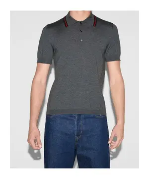 Gucci Stripe Collared Short-sleeve Polo Shirt
