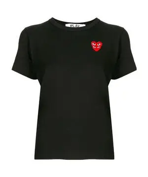 Play Comme Des Garcon Logo Heart Print T-shirt - Black