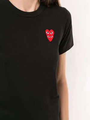 Play Comme Des Garcon Logo Heart Print T-shirt - Black