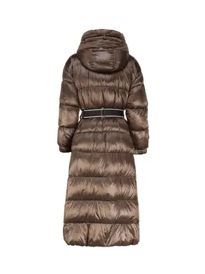 Max Mara Quilted Long Down Coat With Belt