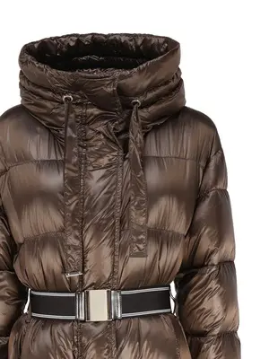 Max Mara Quilted Long Down Coat With Belt