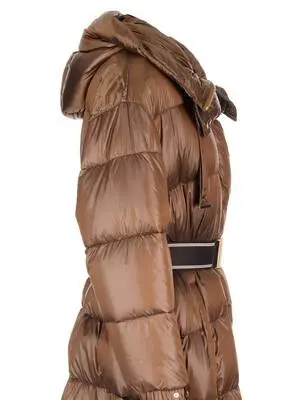 Max Mara Quilted Long Down Coat With Belt