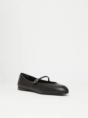 Max Mara Nappa Leather Ballerinas With Adjustable Ankle Strap