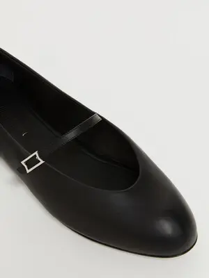 Max Mara Nappa Leather Ballerinas With Adjustable Ankle Strap