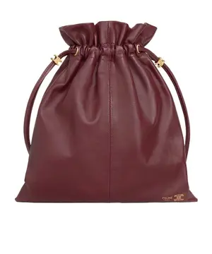 Celine Celine Small Crystal Pouch In Lambskin Syrah