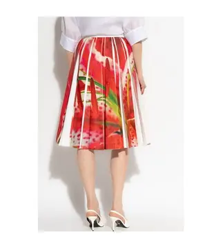 Tory Burch Pleated Midi Skirt With Floral Print - Red