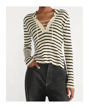Dior Striped V-neck Jumper With Lace-up Detail - No