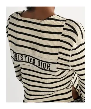 Dior Striped V-neck Jumper With Lace-up Detail - No