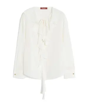 Max Mara Max Mara Studio Epica Ruffle Detailed Crewneck Top White