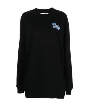 Off-White Floral Print Sweater Dress