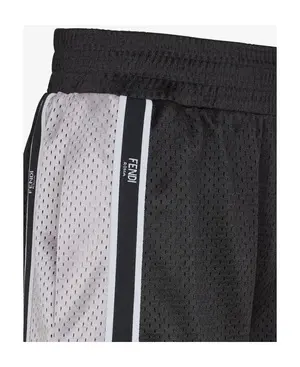 Fendi Mesh Bermuda Shorts With Jacquard Logo Ribbons