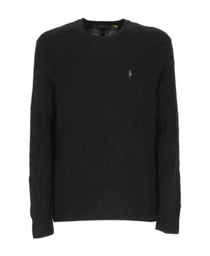 Polo Ralph Lauren Embroidered Cable-knit Jumper - Black