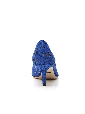 Dolce & Gabbana Taormina Lace Pumps With Embellished Brooch - Blue