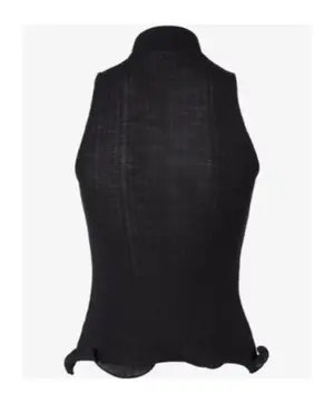 Fendi Sleeveless High Neck Ribbed Top - Black
