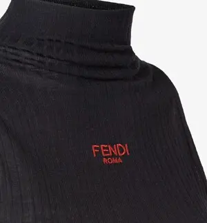 Fendi Sleeveless High Neck Ribbed Top - Black