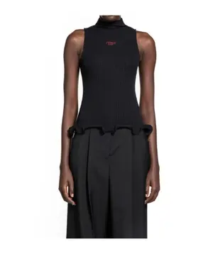 Fendi Sleeveless High Neck Ribbed Top