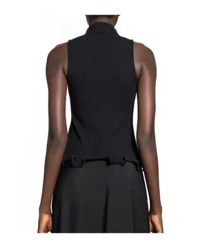 Fendi Sleeveless High Neck Ribbed Top