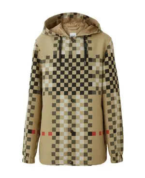 Burberry Pixel Check Hooded Drawstring Jacket