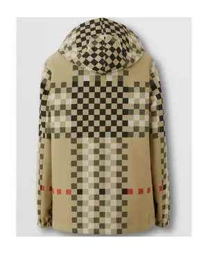 Burberry Pixel Check Hooded Drawstring Jacket