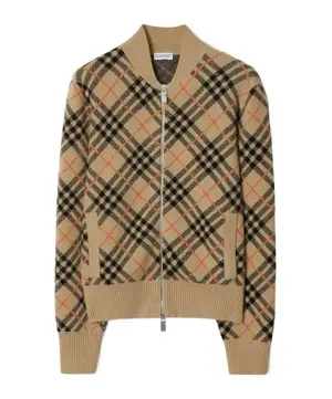 Burberry Checked Knitted Zip-up Bomber Jacket