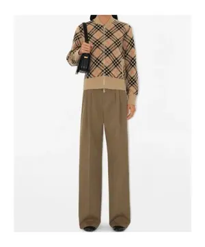Burberry Checked Knitted Zip-up Bomber Jacket