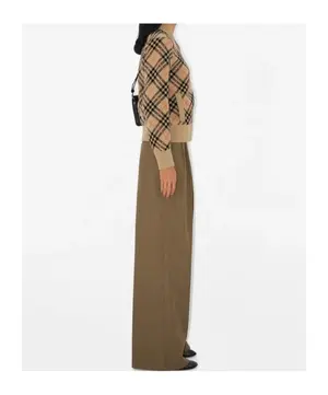 Burberry Checked Knitted Zip-up Bomber Jacket