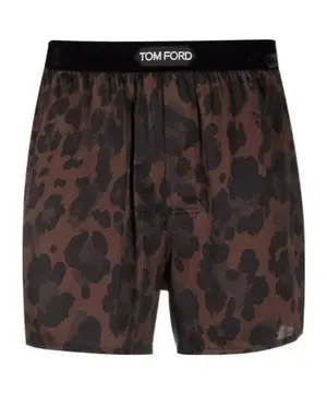 TOM FORD Leopard Print Boxer Shorts - Black
