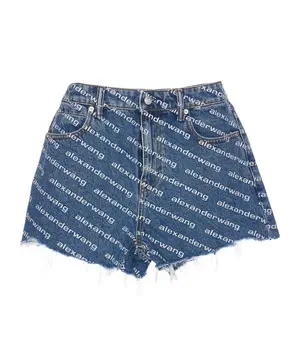 Alexander Wang Logo Monogram Denim Shorts - Blue
