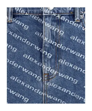 Alexander Wang Logo Monogram Denim Shorts - Blue